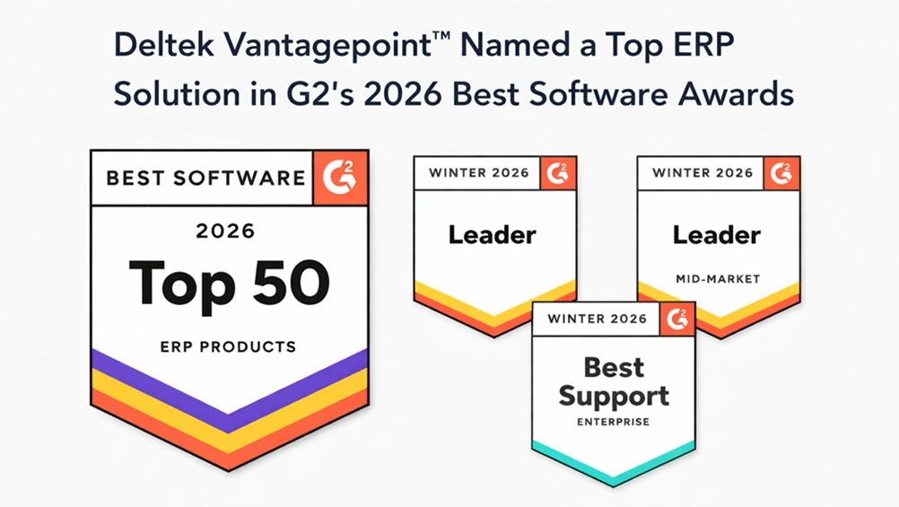 Deltek Vantagepoint Named Top ERP Solution in G2 2026